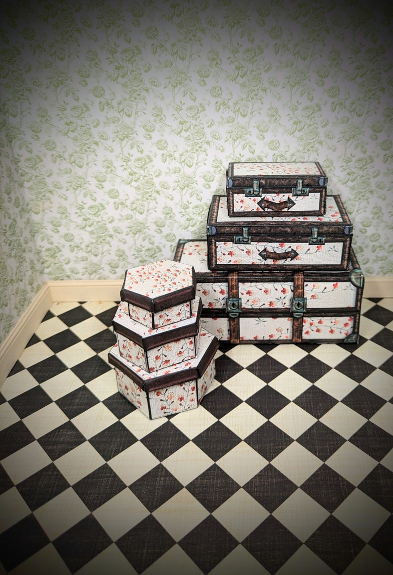 1:12 Scale, Mini Hat Box Set, Dollhouse Decor, Printable Mini ...