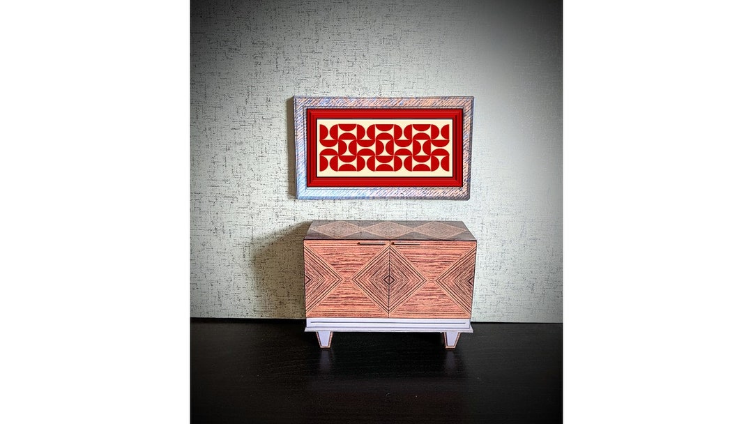 1:6 Scale, Mid Century Modern, Mini Art Print , Dollhouse Furniture ...