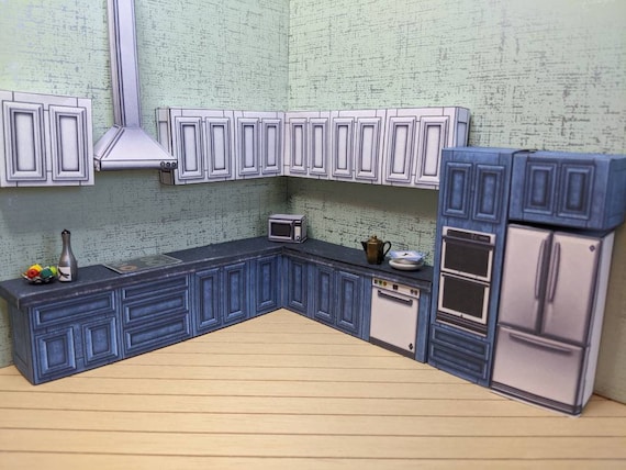 Half inch scale printable miniature miniature kitchen dollhouse kit ...