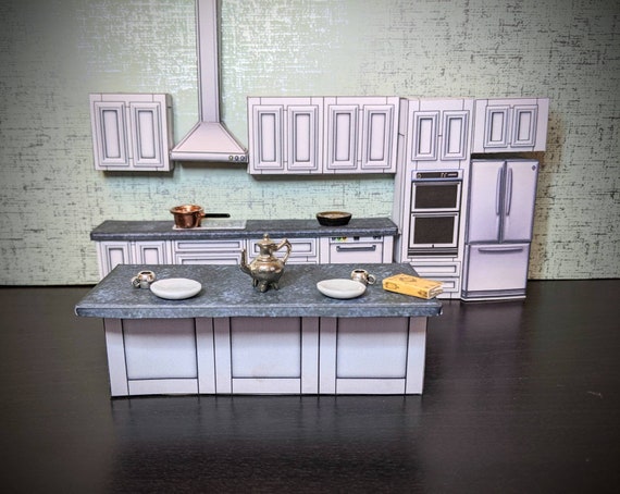 Half inch scale printable miniature miniature kitchen dollhouse kit ...