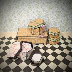 1:12 Scale Dollhouse Mini Hat Box Set Printable Paper Kit (digital ...