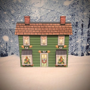 Christmas Village House, Printable Paper Kit: Miniature Holiday Decor ...