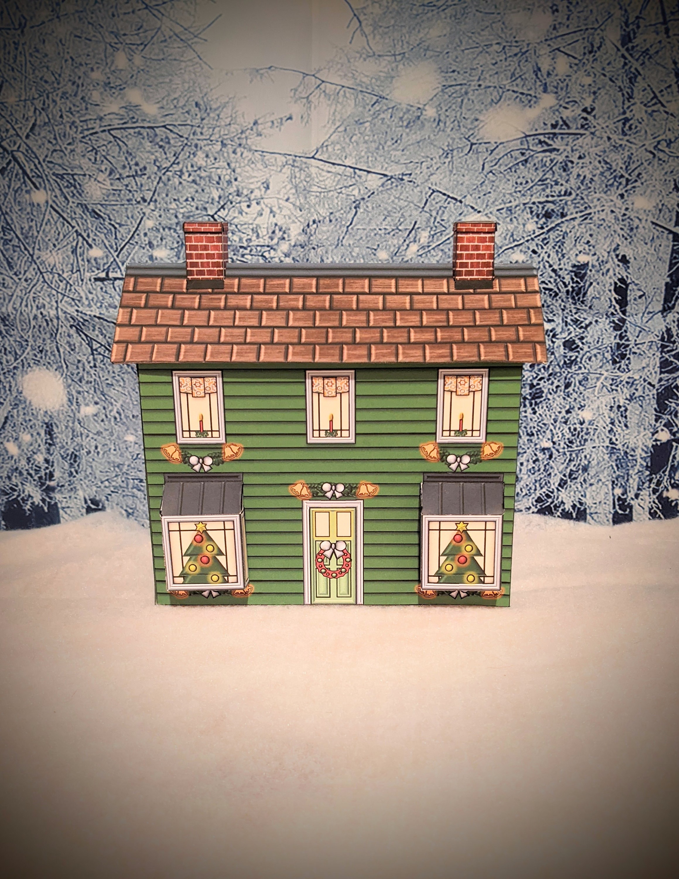 Christmas Village House, Printable Paper Kit: Miniature Holiday Decor ...