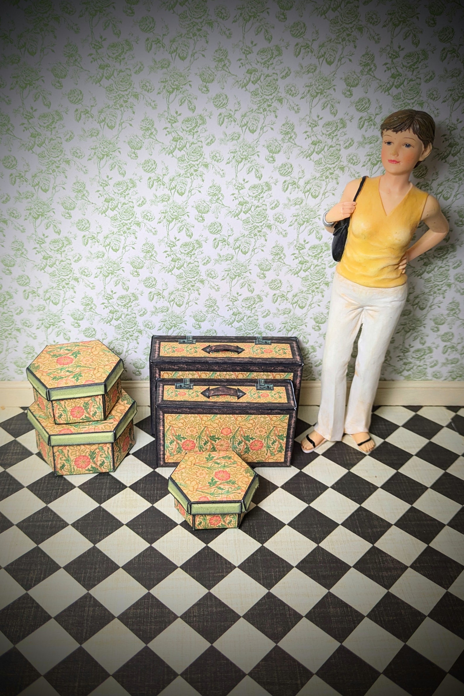 1:12 Scale Dollhouse Mini Hat Box Set Printable Paper Kit (digital ...