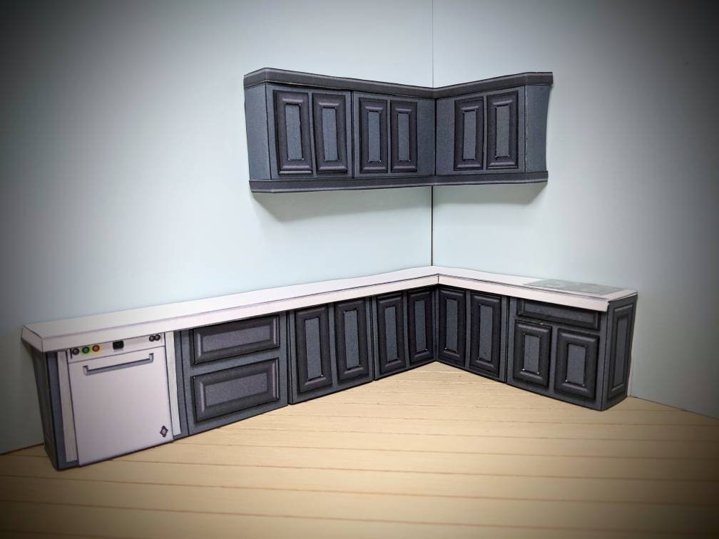 Half inch scale printable miniature miniature kitchen dollhouse kit ...