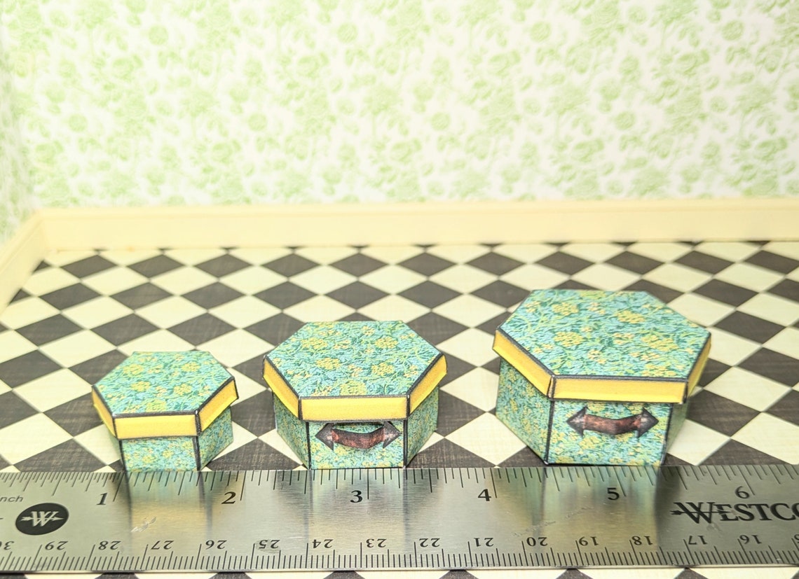 1:12 Scale, Mini Hat Box Set, Dollhouse Decor, Printable Mini ...