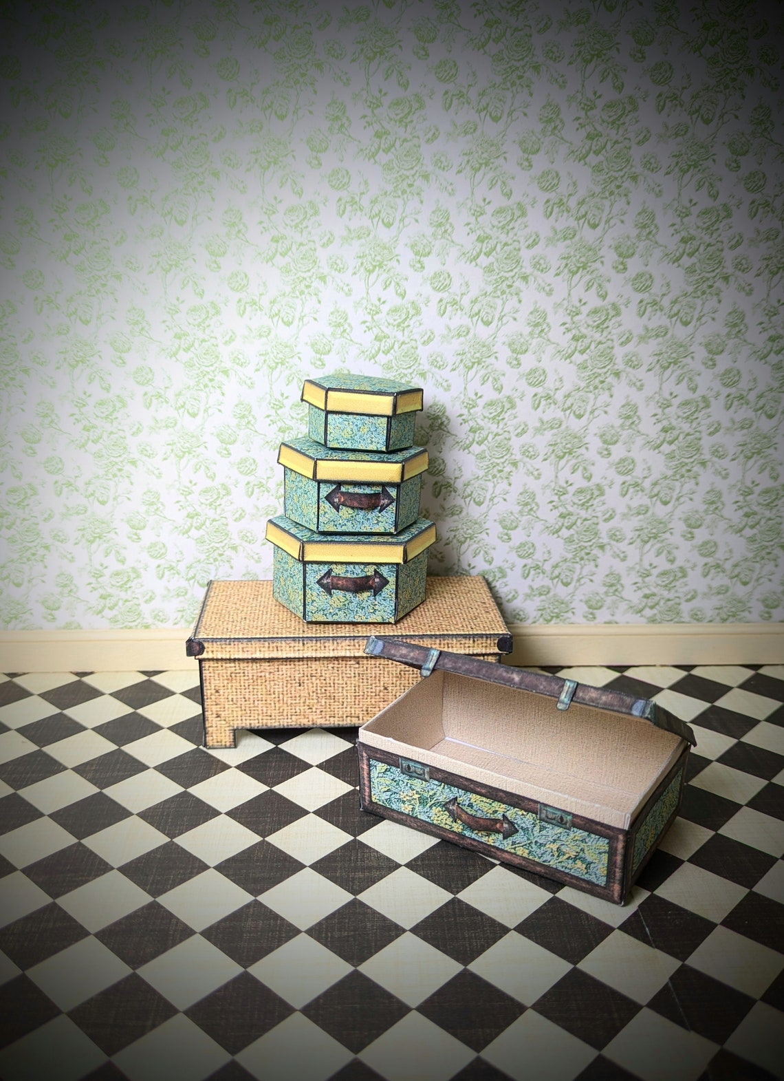 1:12 Scale, Mini Hat Box Set, Dollhouse Decor, Printable Mini ...