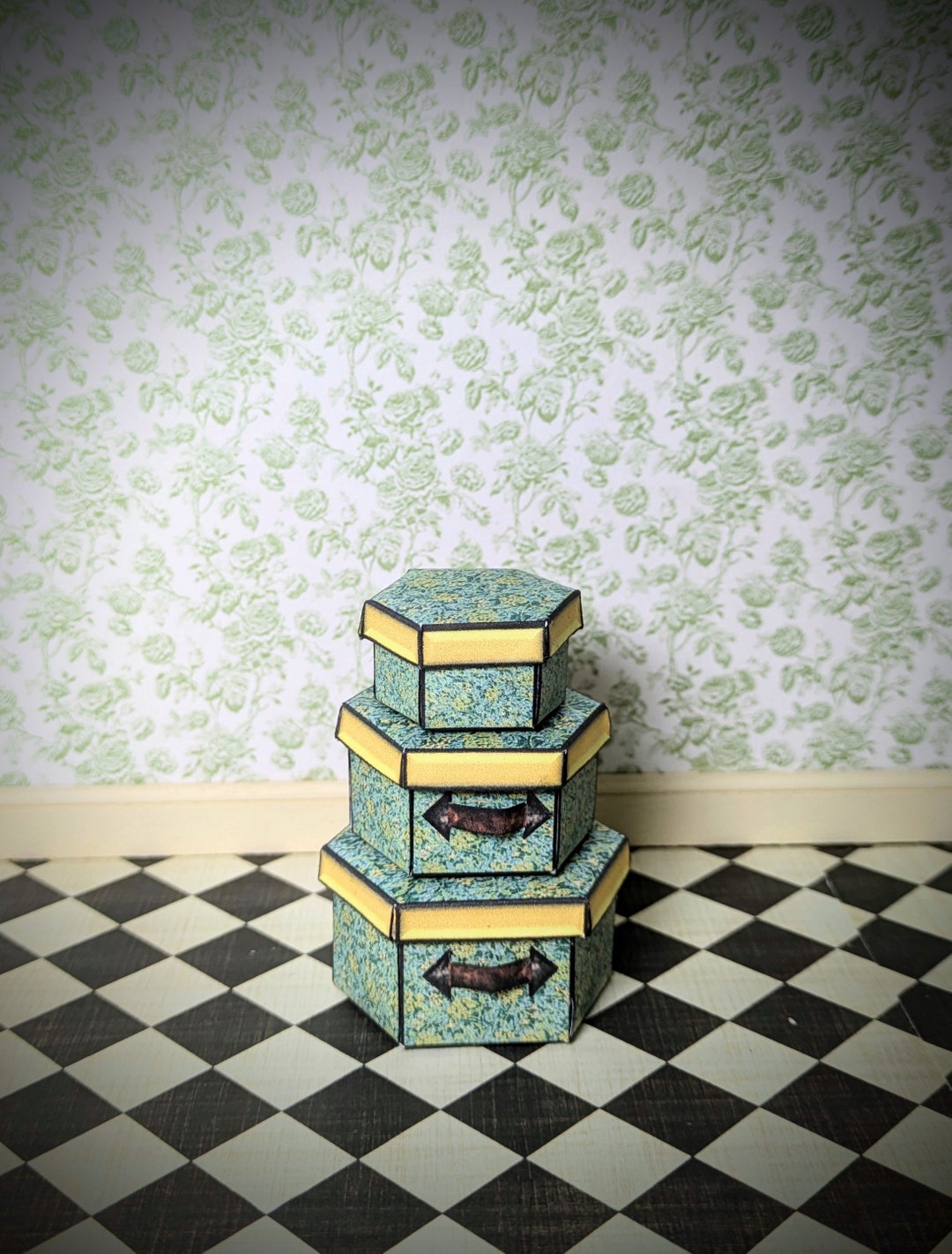 1:12 Scale, Mini Hat Box Set, Dollhouse Decor, Printable Mini ...