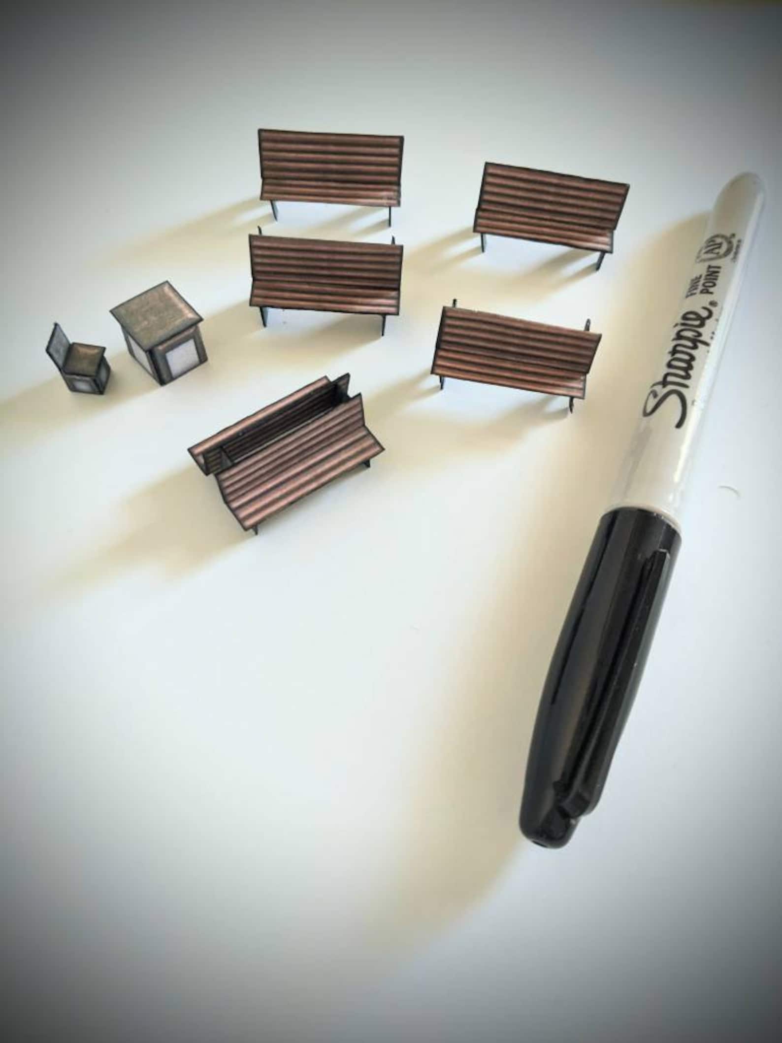 HO Scale Miniature Bench: Printable Paper Kit, Train Set Accessory ...