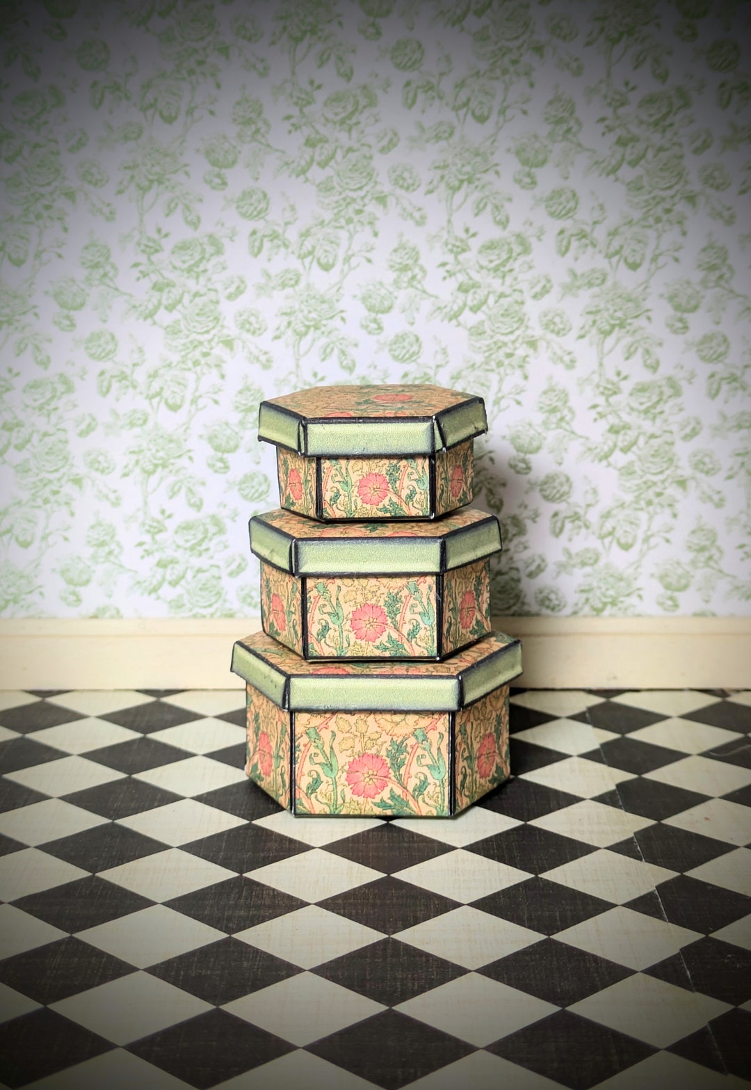 1:12 Scale Dollhouse Mini Hat Box Set Printable Paper Kit (digital ...