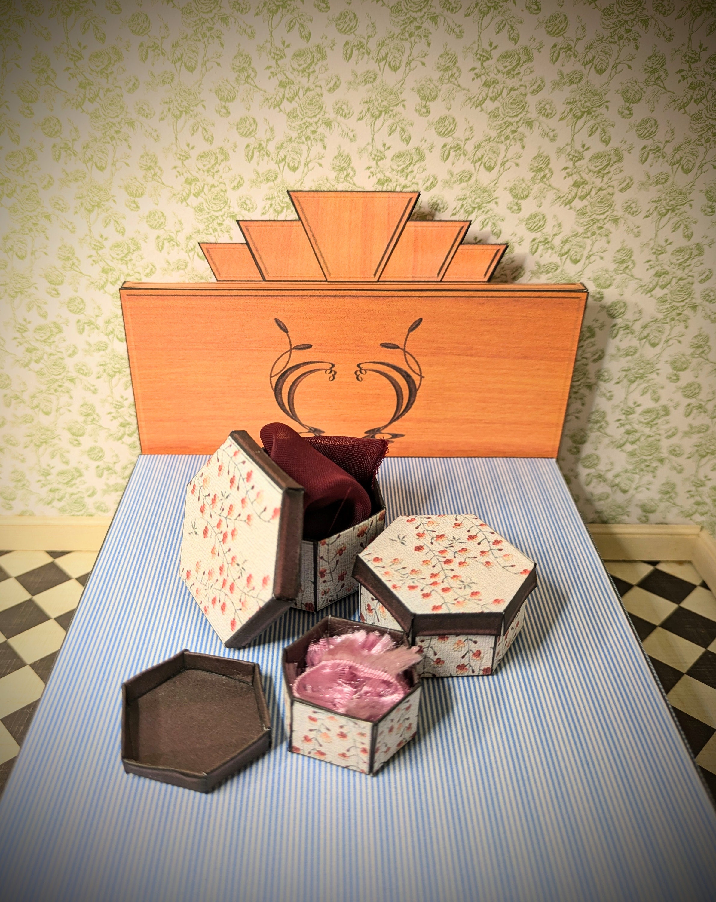 1:12 Scale, Mini Hat Box Set, Dollhouse Decor, Printable Mini ...