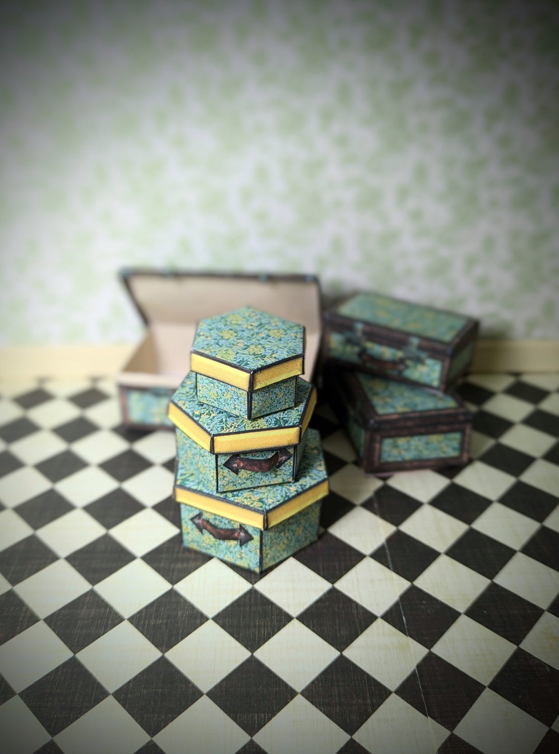 1:12 Scale, Mini Hat Box Set, Dollhouse Decor, Printable Mini ...