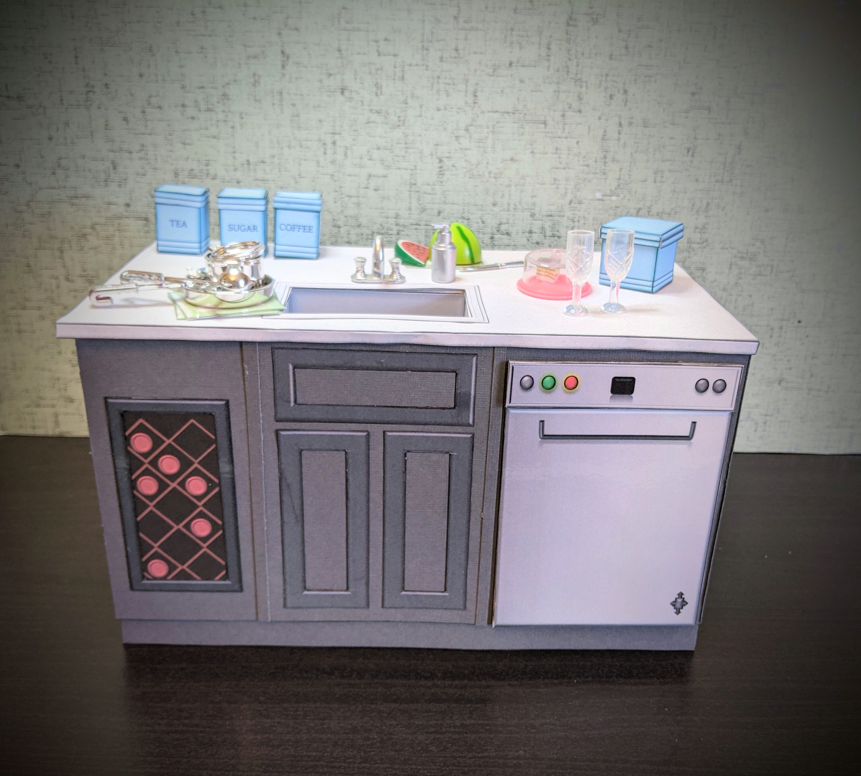 1:6 Scale, Mini Kitchen Island, Dollhouse Furniture, Printable ...