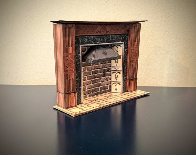 GORGEOUS 1:12 Scale Dollhouse Miniature White Carved Resin Fireplace ...