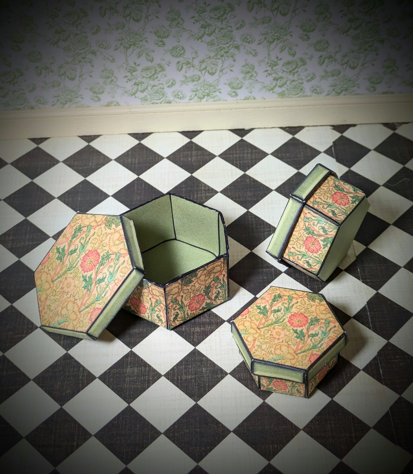 1:12 Scale Dollhouse Mini Hat Box Set Printable Paper Kit (digital ...