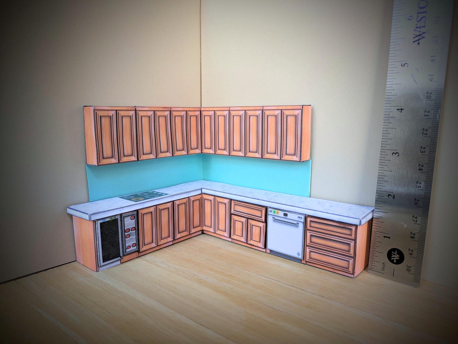 1:24 Scale Miniature Kitchen Paper Kit, Dollhouse Furniture (printable ...