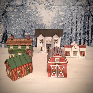 Christmas Village House, Printable Paper Kit: Miniature Holiday Decor ...