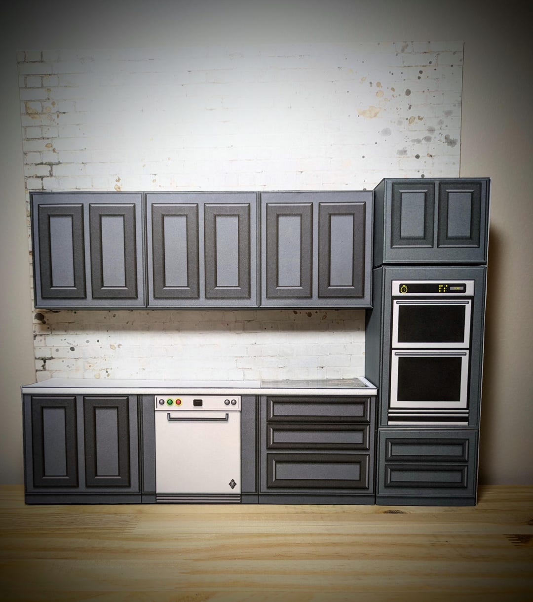 1:12 Scale Modern Dollhouse Kitchen Cabinets, Printable Paper Kit (PDF ...