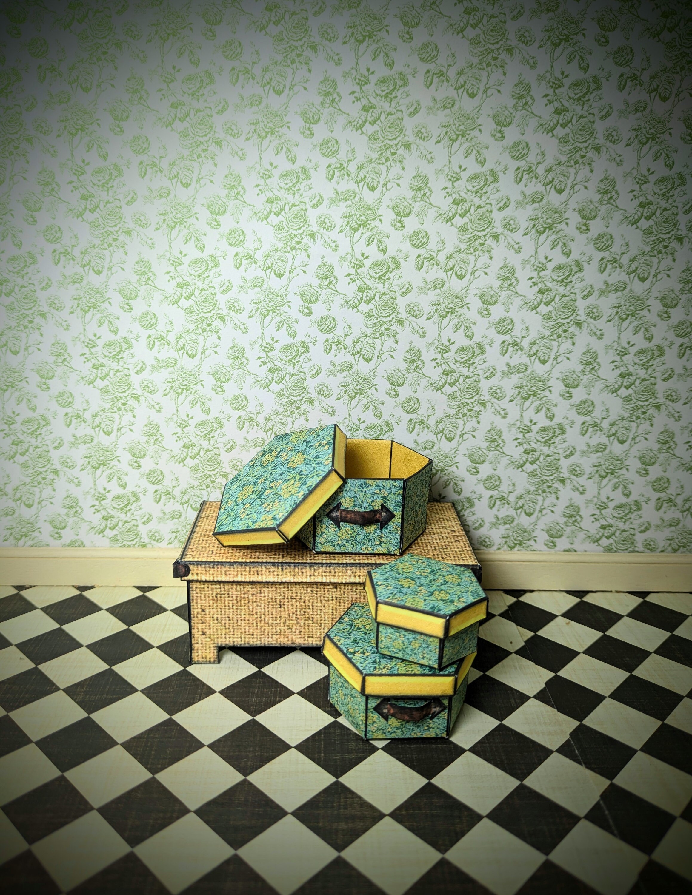 1:12 Scale, Mini Hat Box Set, Dollhouse Decor, Printable Mini ...