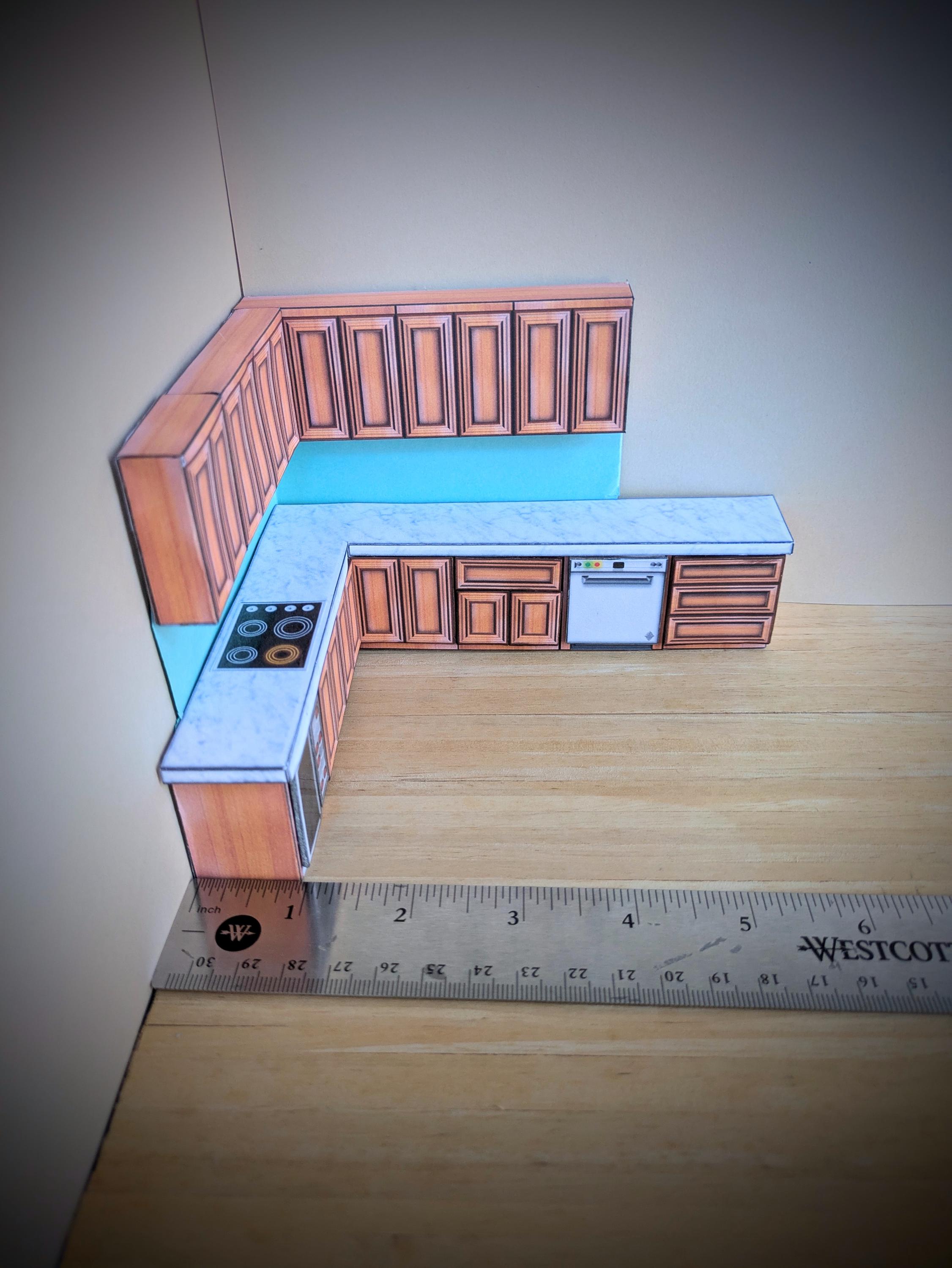 1:24 Scale Miniature Kitchen Paper Kit, Dollhouse Furniture (printable ...
