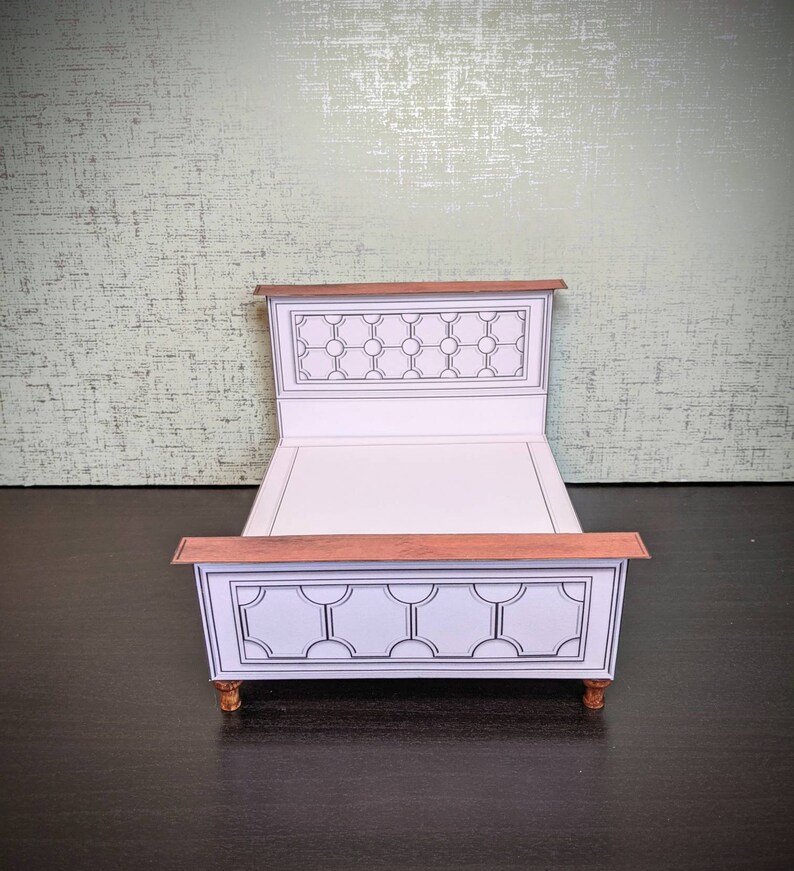 1:12 Scale Dollhouse Bed, Printable Paper Furniture Kit (digital PDF ...