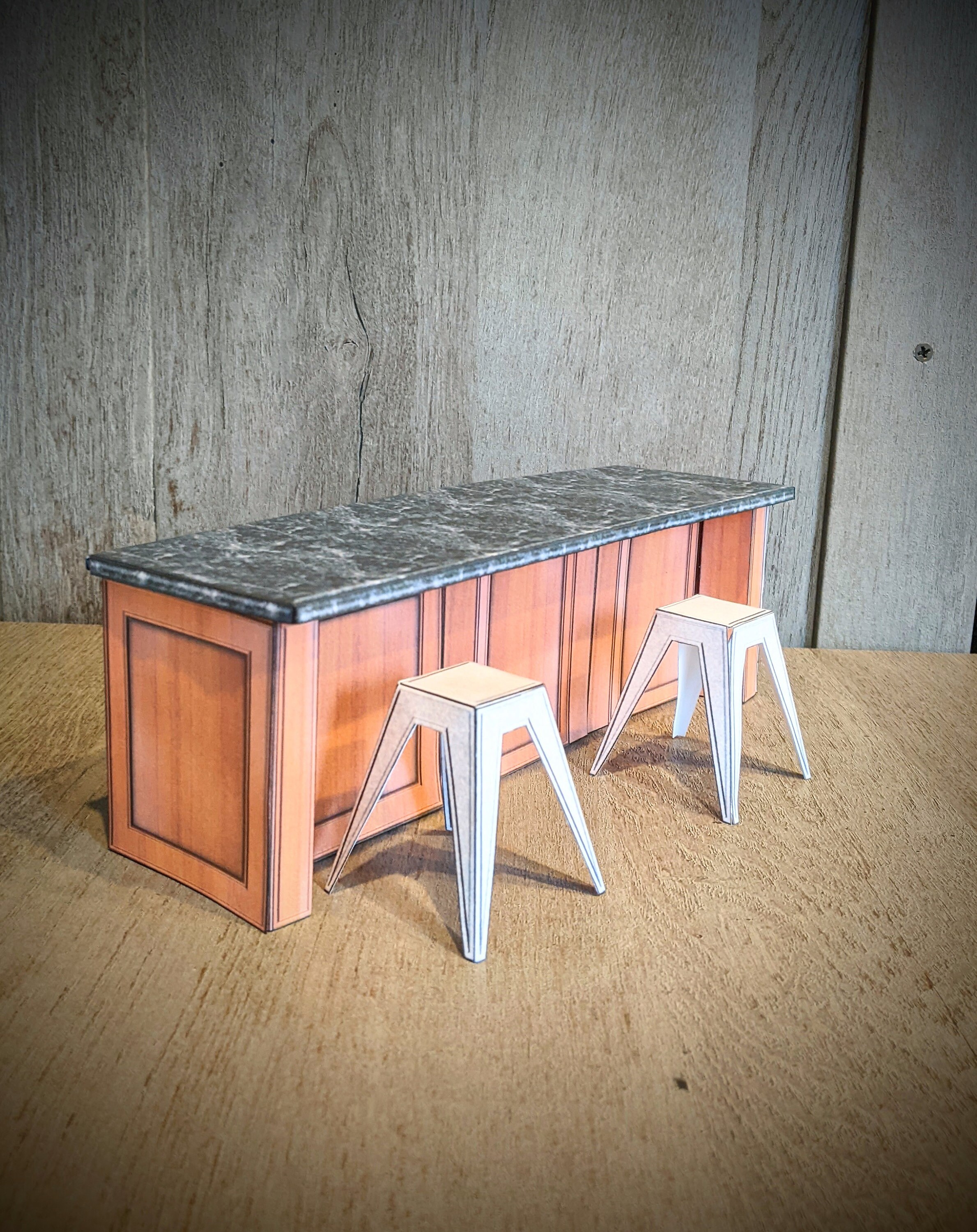 1:12 Scale, Kitchen Island, Mini Cabinets, Dollhouse Furniture Kit ...
