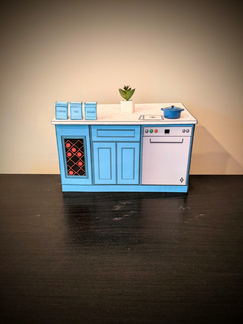1:6 Scale, Mini Kitchen Island, Dollhouse Furniture, Printable ...