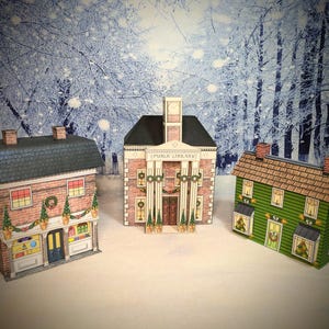 Printable Christmas Village Library Paper Kit: Miniature Christmas ...