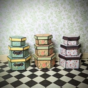 1:12 Scale, Mini Hat Box Set, Dollhouse Decor, Printable Mini ...