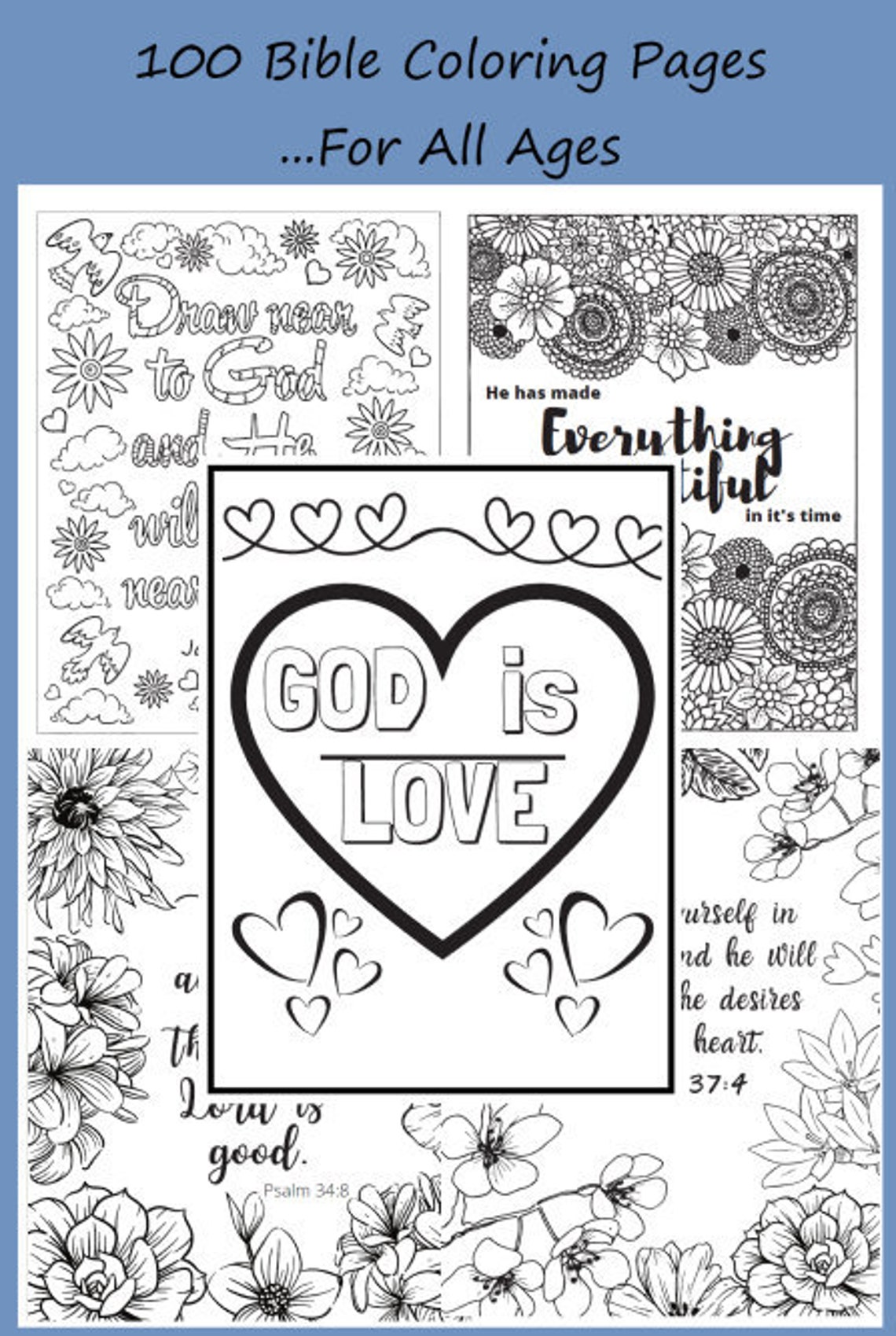 100 Bible Themed Coloring Pages #1 - Etsy