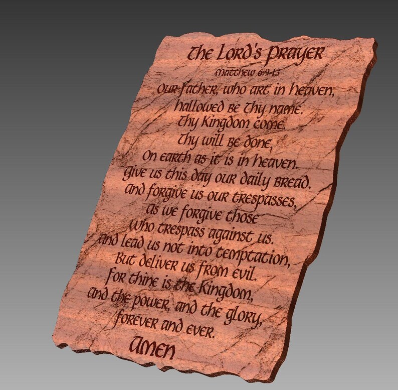 Our Father Prayer on Stone - CNC File for Carving, 3D STL Our Father ...