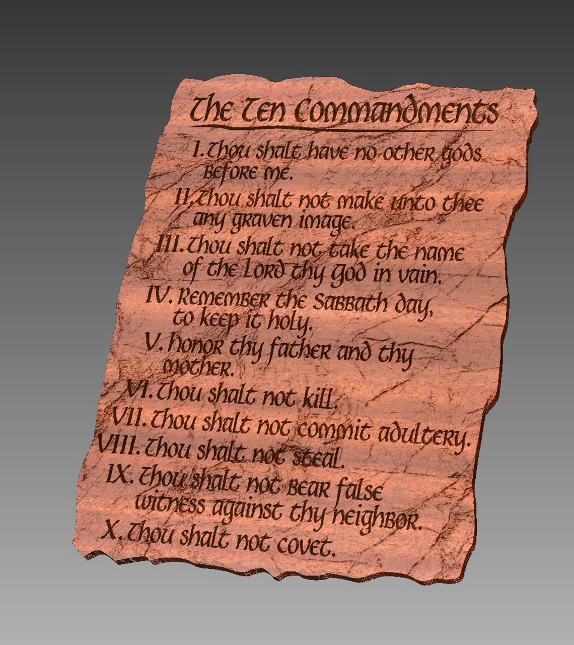 The Ten Commandments on Stone - CNC File for Carving, 3D STL Ten ...