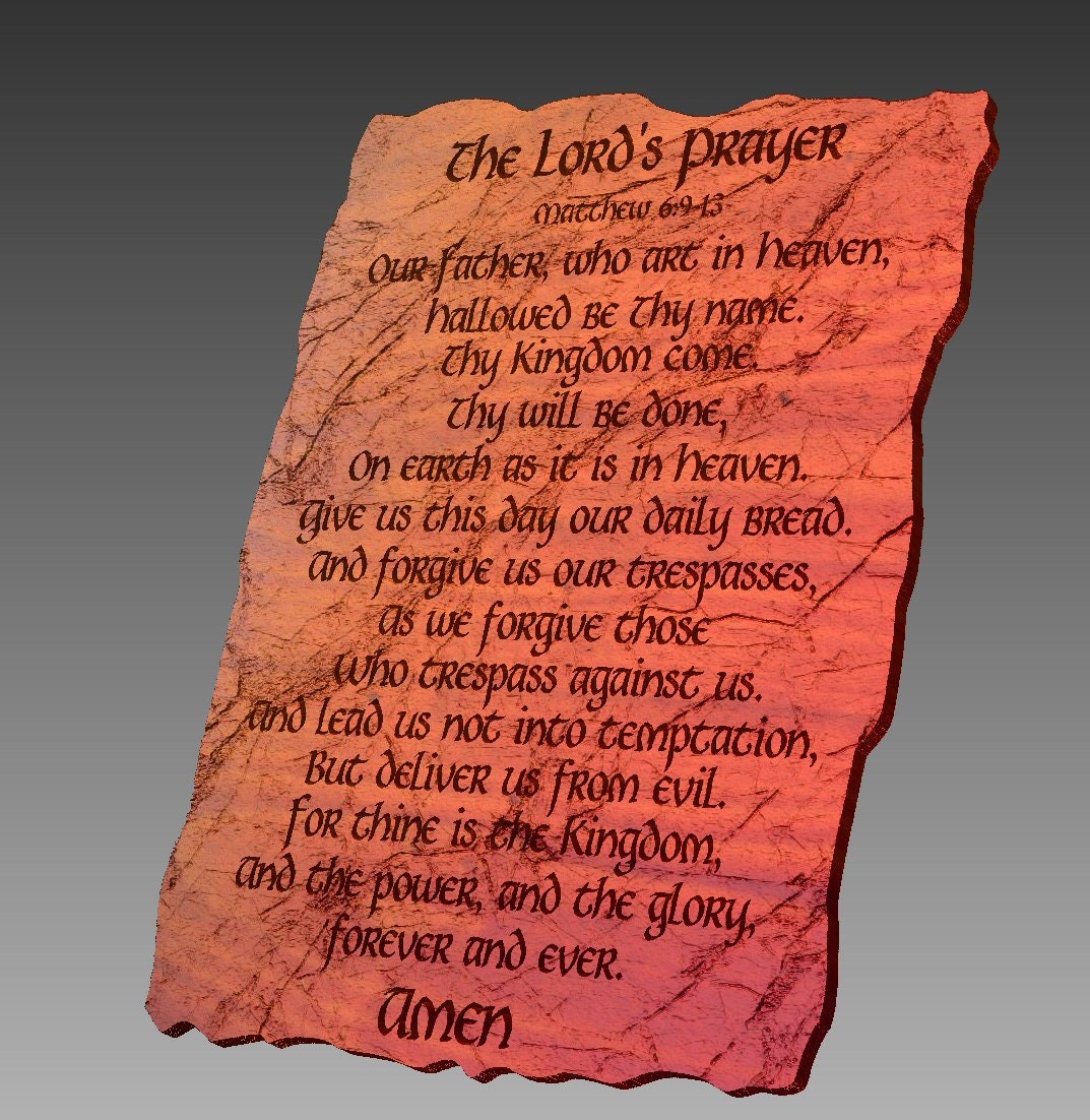Our Father Prayer on Stone - CNC File for Carving, 3D STL Our Father ...