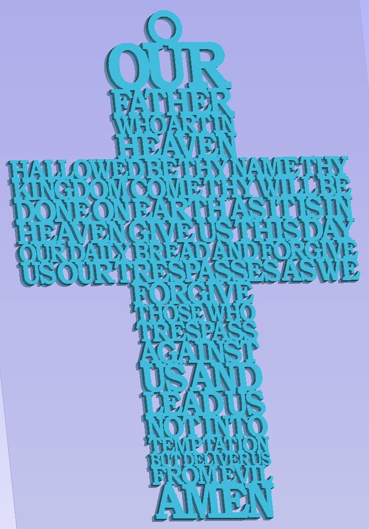 3D STL Model, Our Father (english) Cross Stl, Cross 3d Model, 3d Print ...