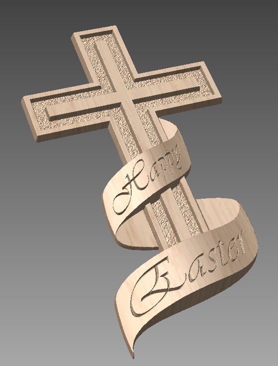 Happy Easter Cross With Ribbon - Digital File - CNC File for Carving, 3D STL Easter Cross - Etsy