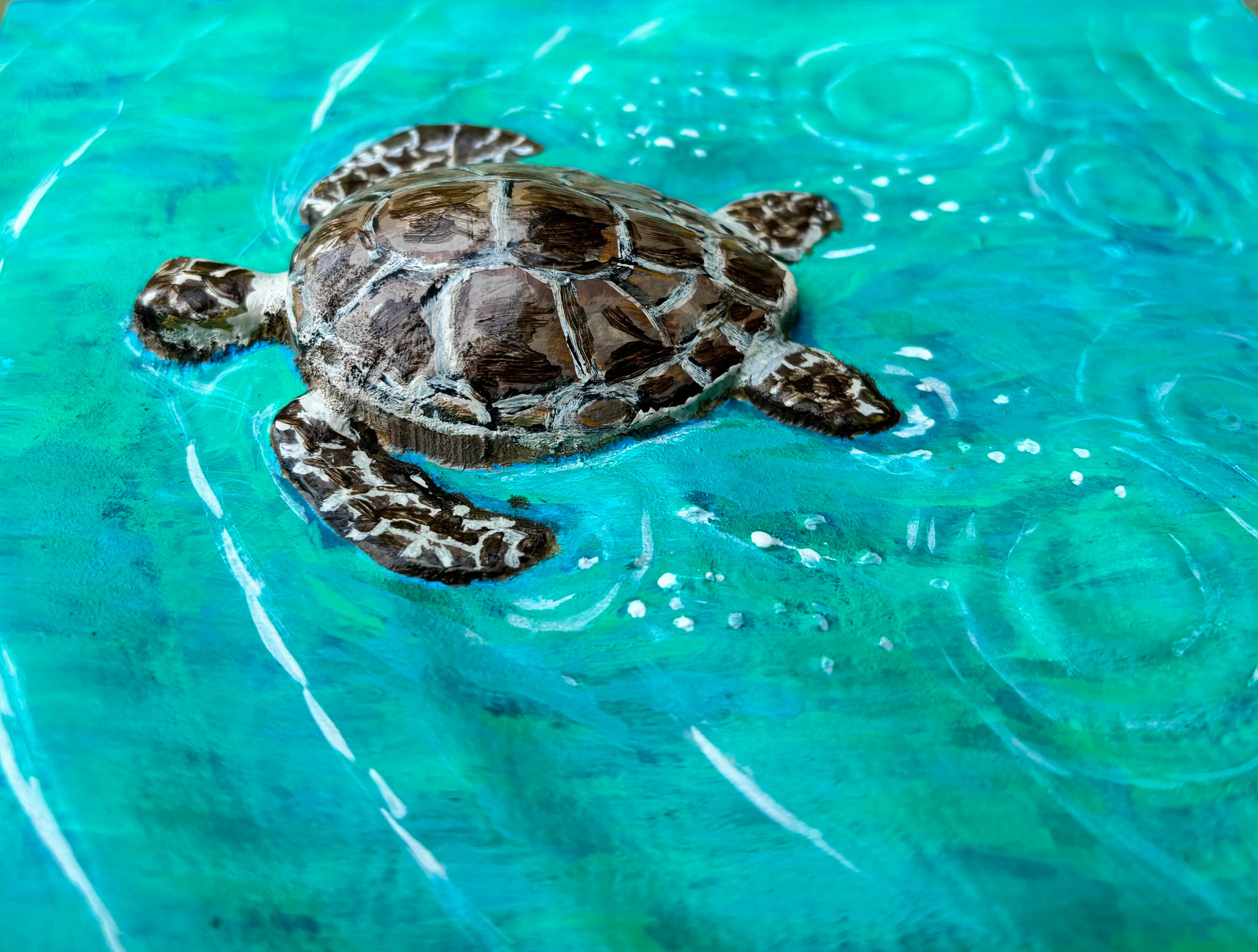 Swimming Sea Turtle and Droplets on a Wavy Board - CNC File for Carving ...