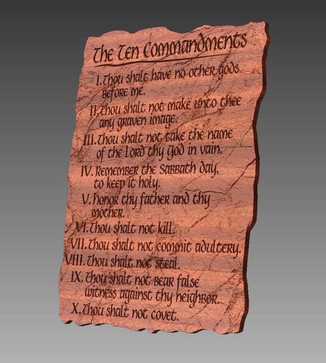 The Ten Commandments on Stone - CNC File for Carving, 3D STL Ten ...