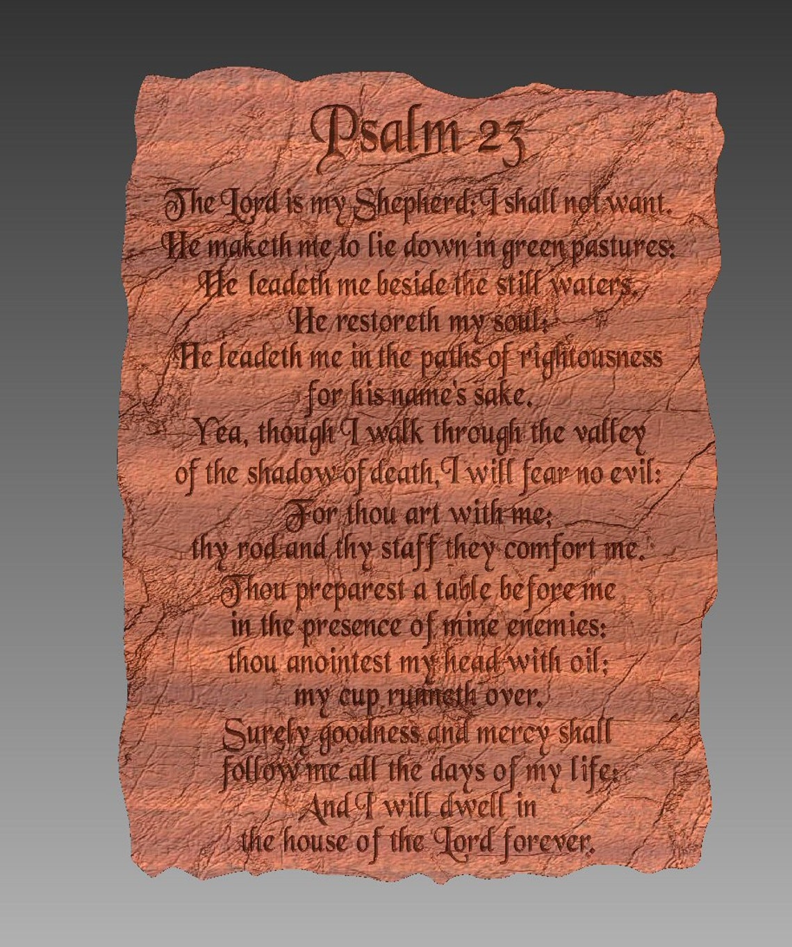 The 23th Psalm on Stone CNC File for Carving, 3D STL - Etsy