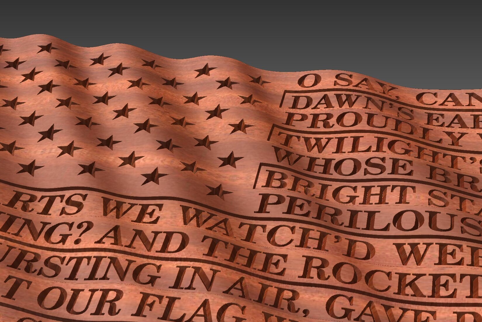 USA Wavy Flag With Anthem CNC File Flag , Flag With Anthem, 3D STL Wavy ...