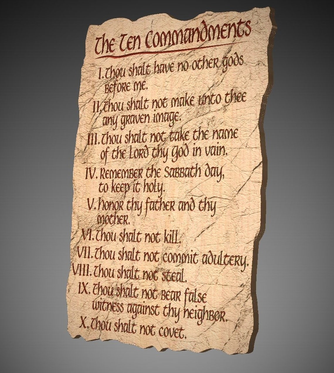 The Ten Commandments on Stone CNC File for Carving, 3D STL Ten ...