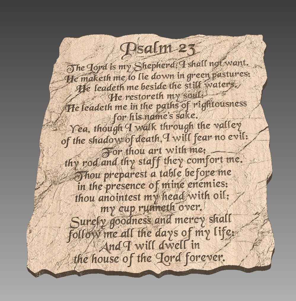 The 23th Psalm on Stone - CNC File for Carving, 3D STL - Etsy