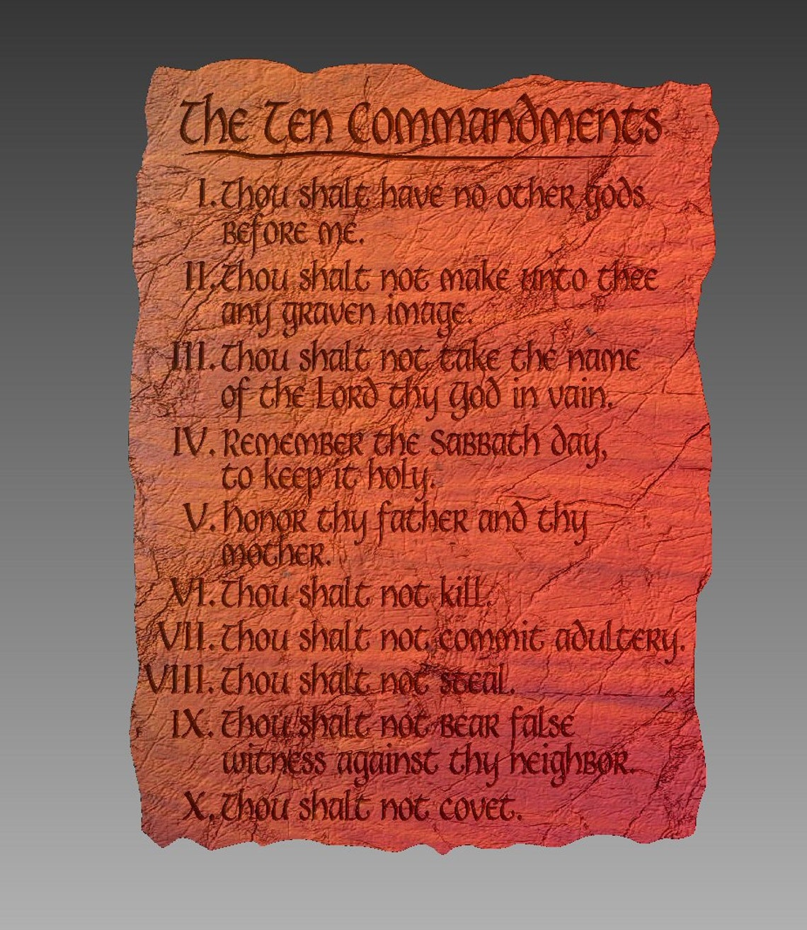 The Ten Commandments on Stone - CNC File for Carving, 3D STL Ten ...