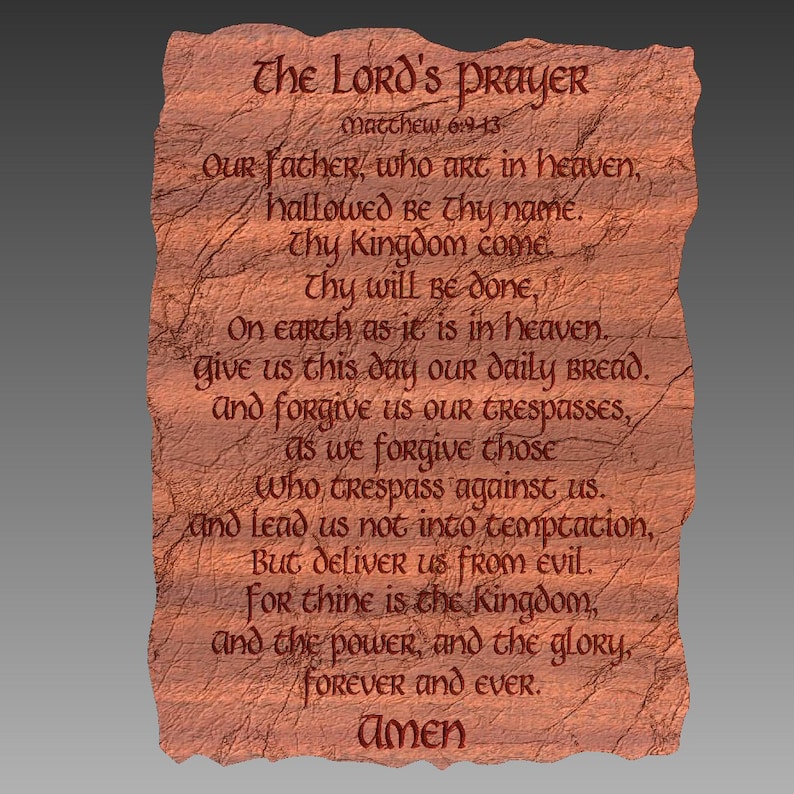 Our Father Prayer on Stone - CNC File for Carving, 3D STL Our Father ...