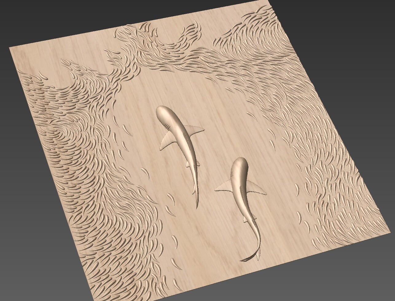 Swimming Sharks and a School of Sardines - CNC File for Carving, 3D STL ...