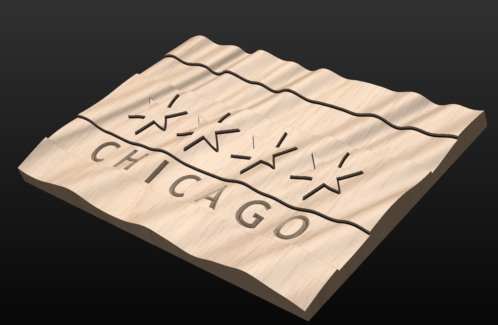 Chicago Wavy Flag - CNC File Flag , 3D STL Wavy Flag Model - Etsy