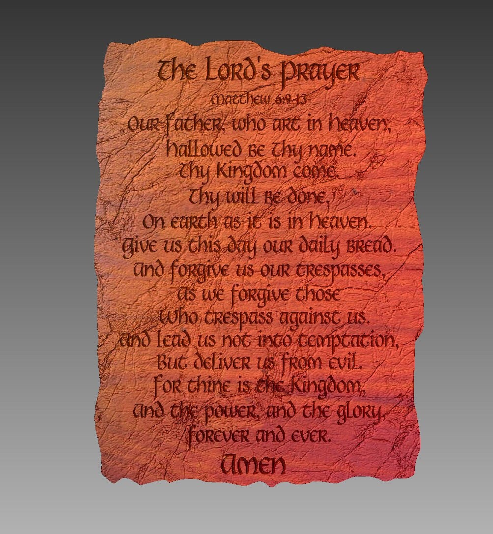 Our Father Prayer on Stone - CNC File for Carving, 3D STL Our Father ...