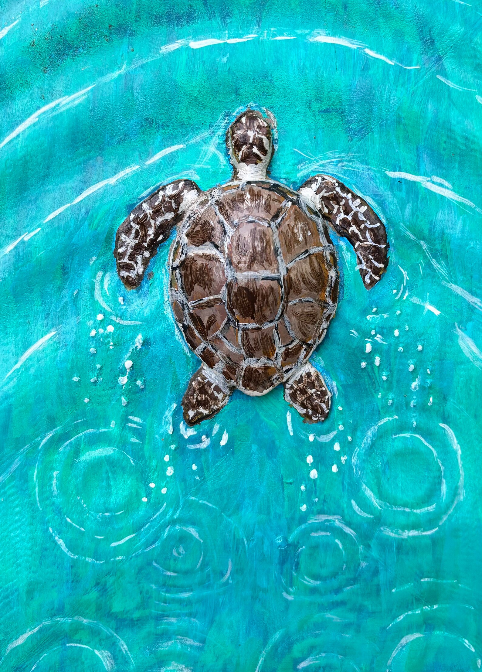 Swimming Sea Turtle and Droplets on a Wavy Board - CNC File for Carving ...