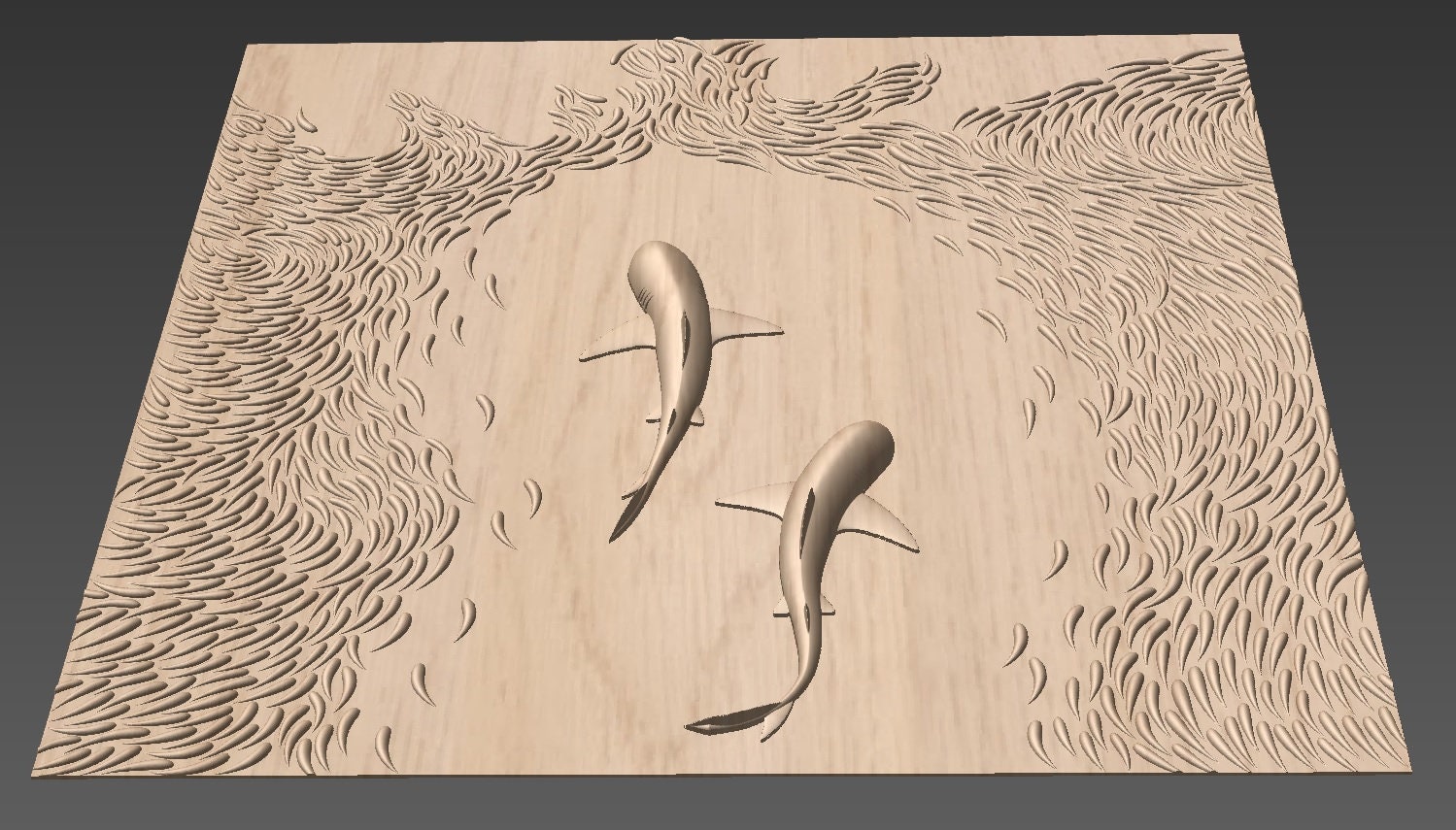 Swimming Sharks and a School of Sardines - CNC File for Carving, 3D STL ...