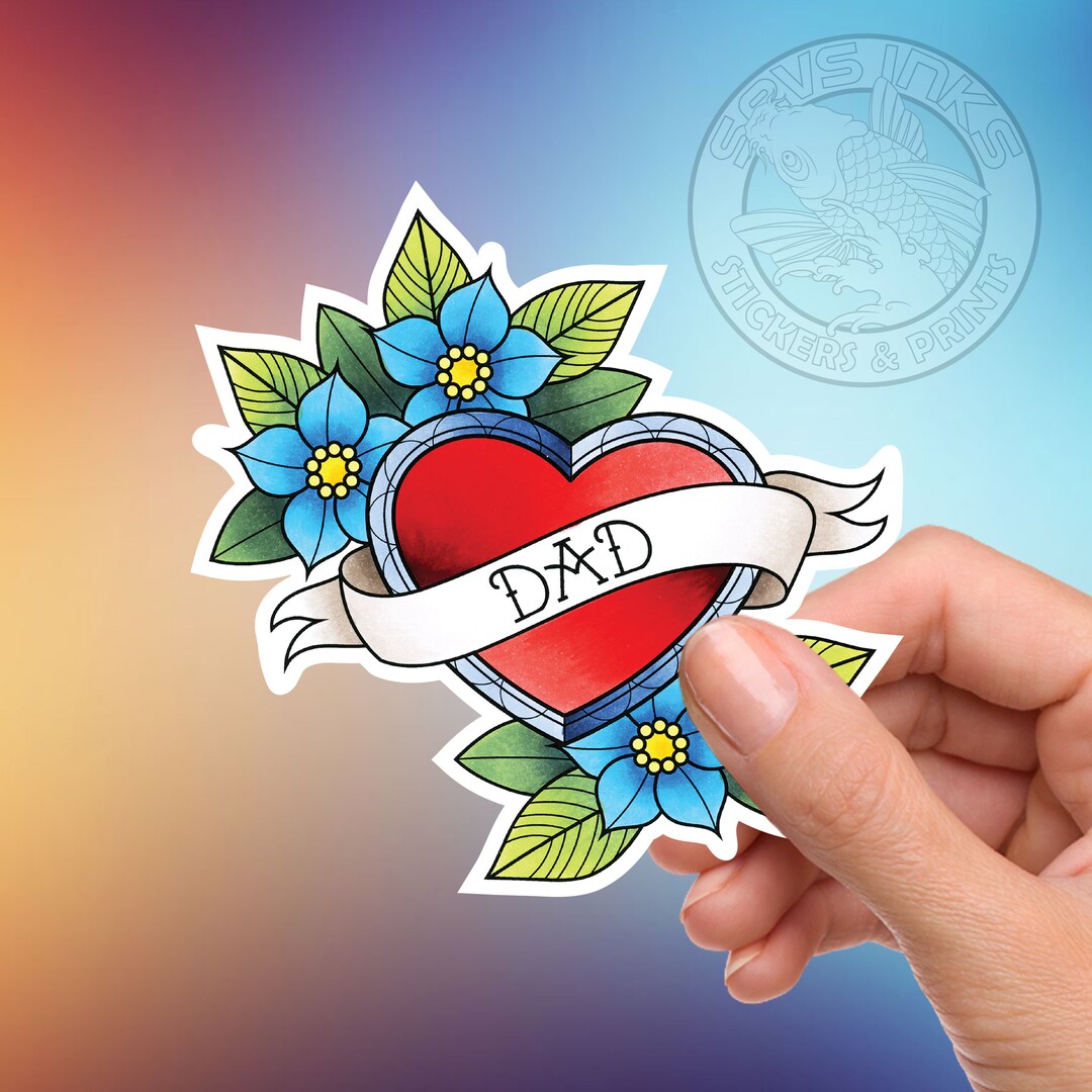 Sailor Jerry Dad Heart Traditional Tattoo Flash Hand Drawn Art - Etsy