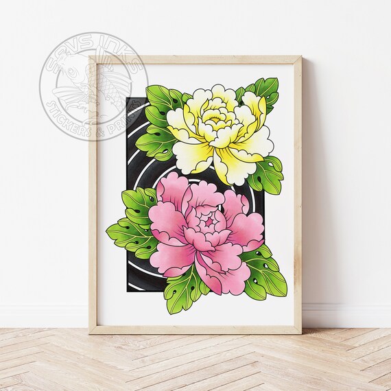 Japanese Peony Tattoo Flash